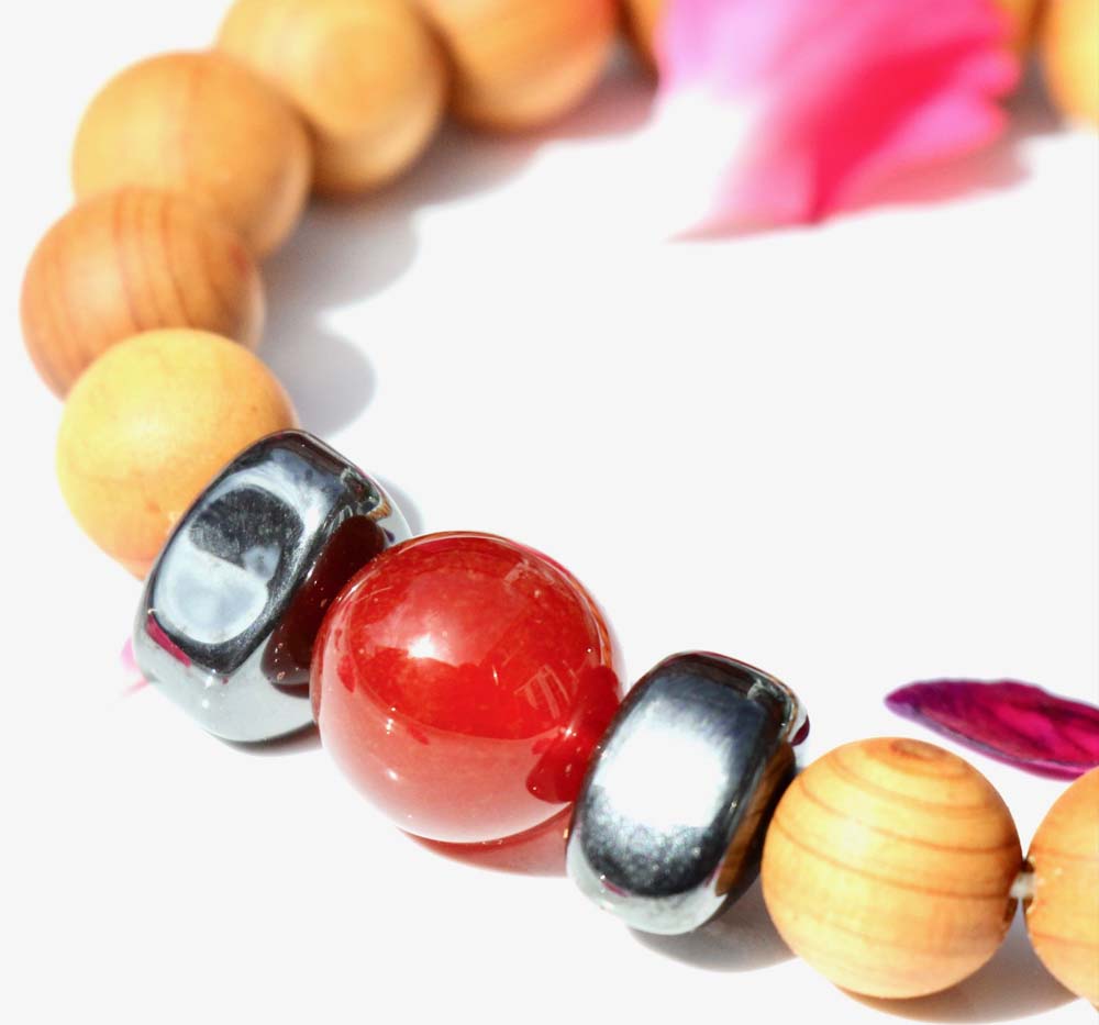 CEDARWOOD ROOT CHAKRA BRACELET with RED JASPER - Sunny Wellness